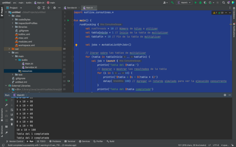 Tablas De Multiplicar Utilizando Coroutines En Kotlin Operating Systems Scripting Powershell