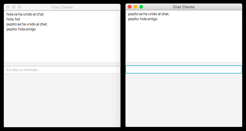 Desarrollar una aplicación de chat en kotlin, tanto la parte cliente (visual con JavaFX), como ...