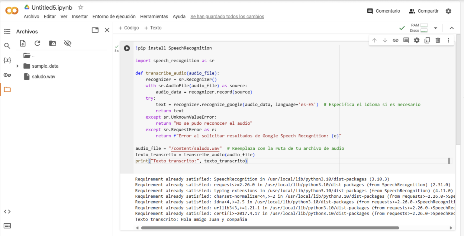 Transcribir un archivo de audio a texto utilizando la biblioteca ...