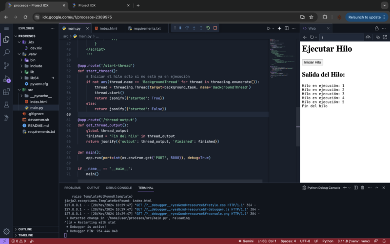 Crear Un Hilo En Python Con Flask Operating Systems Scripting Powershell And Security