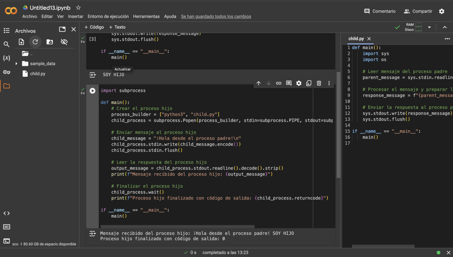 Realizar una comunicación entre dos procesos en Python (un proceso envía información a otro ...