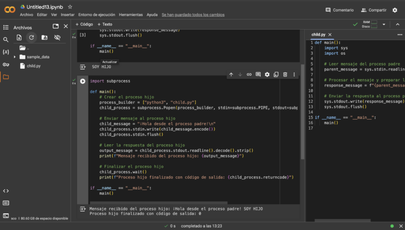 Realizar una comunicación entre dos procesos en Python (un proceso envía información a otro ...