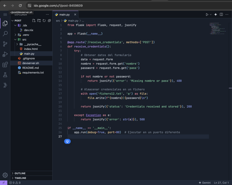 Servidor en Python con Flask para recibir y almacenar credenciales (con ...