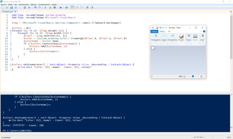 Ver Los Colores Que Componen Una Imagen Del Portapales En Powershell Operating Systems 