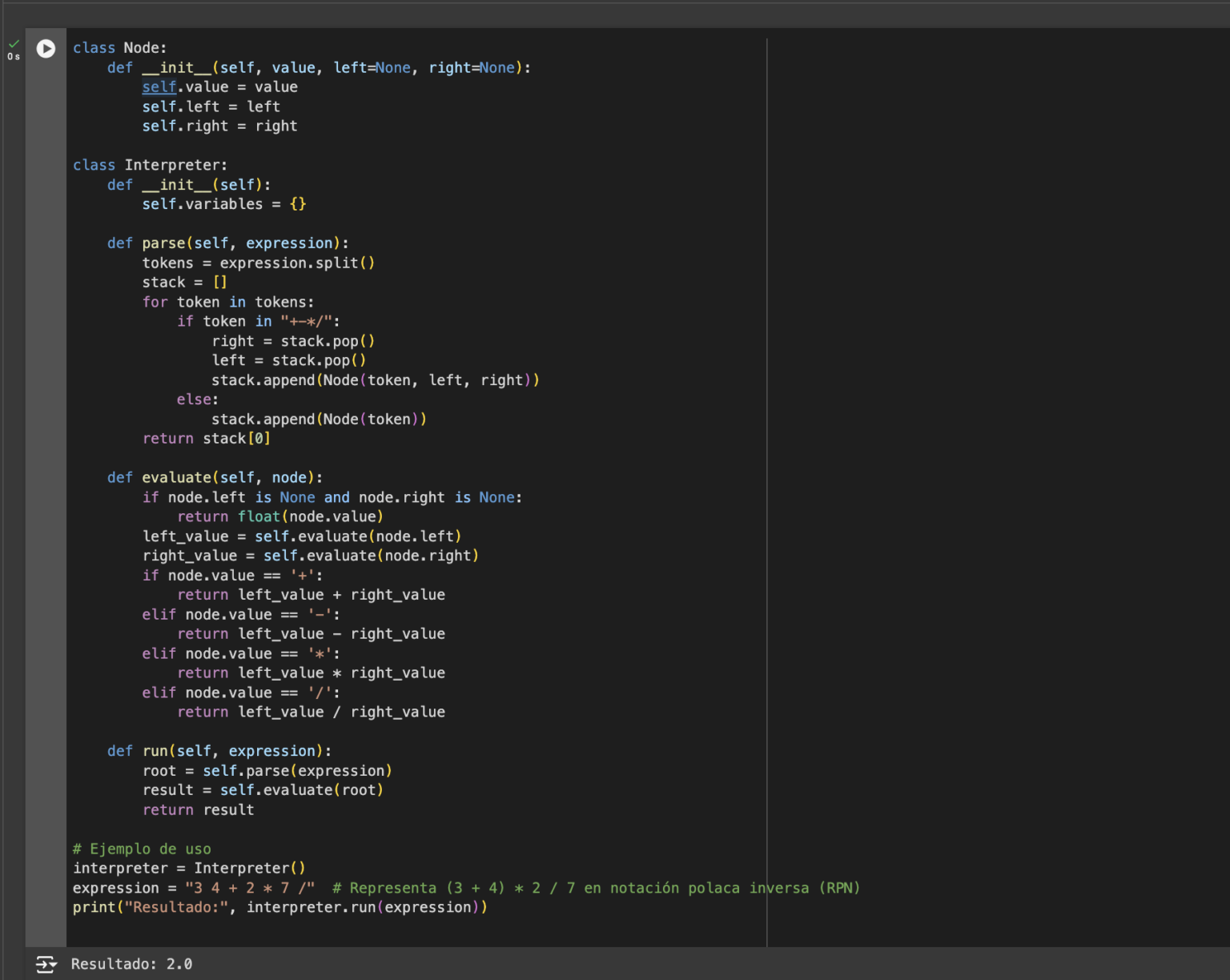 Simulación en Python de un lenguaje interactivo muy básico que maneja expresiones aritméticas ...