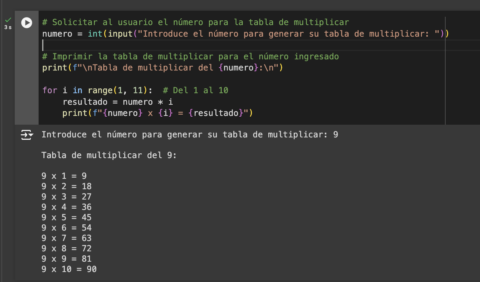 Tabla de multiplicar en Python (solicitar al usuario el número para la ...