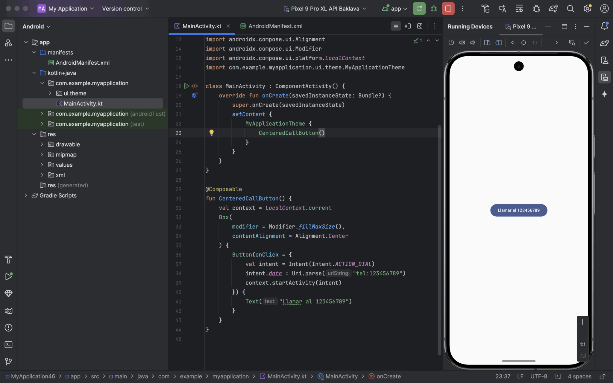 Abrir el marcador telefónico desde Jetpack Compose con un botón centrado | Operating systems ...